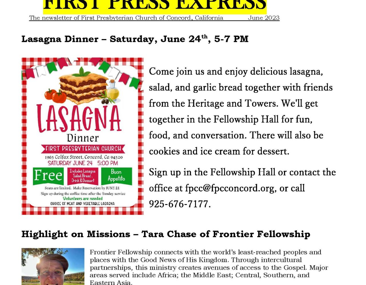 First Presbyterian Church Concord — Love God, Love People ... Serve